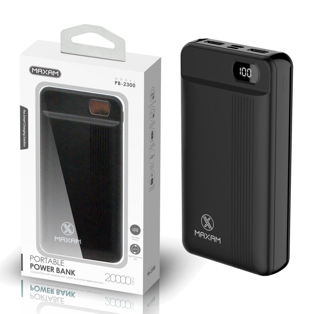 PB-2300 Black 2.1A 20000mAh Power bank – maxam