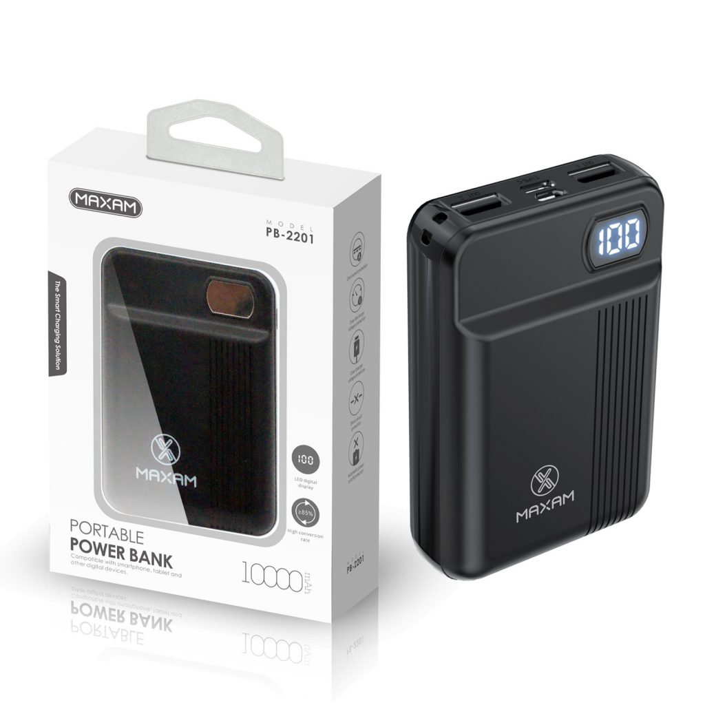 PB-2201 Black 2.1A 10000mAh Power bank – maxam